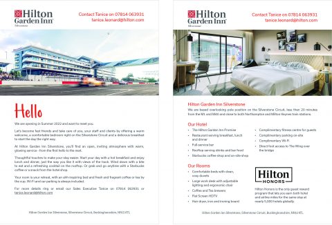 Graphic Design for Hilton Garden Inn, Silverstone | Silverstone Design ...